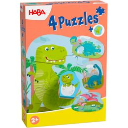 Puzzle Haba "4 erste Puzzles Dinos", bunt, Puzzles, Kinder, Holz, Pappe, Motiv