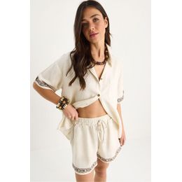 Besticktes Hemdkragen-Zwei-Teiler-Outfit