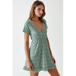 Mini V-Ausschnitt Ditsy Blumen Kleid