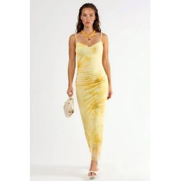 Blumiges K&ouml;rperbetontes Midi-Kleid mit Drapierung