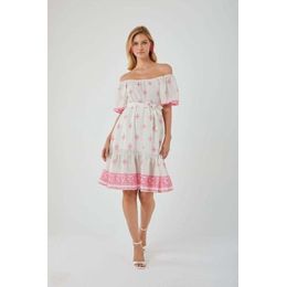 Blumiges Off-Shoulder-Midikleid