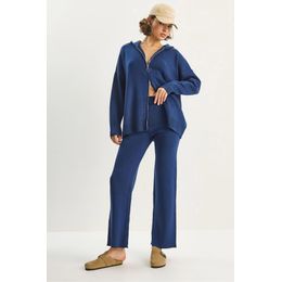 Hochtaillierter Rei&szlig;verschluss-Kragen Cardigan und Hosen Set