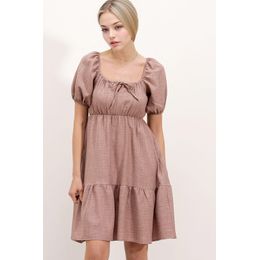 Quadratischer Ausschnitt A-Linien Mini-Dress mit Schleife