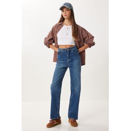 Hochtaillierte gerade Jeans