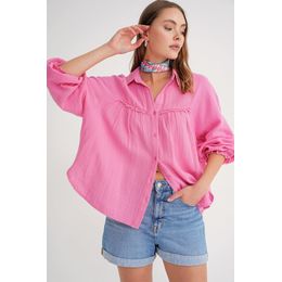 Texturierte Baumwolle Button-Up Hemd