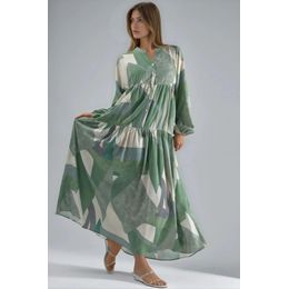 Bedrucktes Langarm-Viskose-Maxi-Kleid