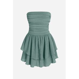 Tr&auml;gerloses Texturiertes R&uuml;schenshirt Mini-Kleid