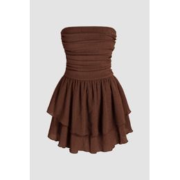 Tr&auml;gerloses Volant-Minikleid
