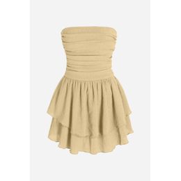 Tr&auml;gerloses strukturiertes R&uuml;schenshirt-Minikleid