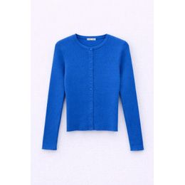 Knopfverschluss Slim Fit Rippstrick-Cardigan