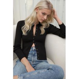 Lang&auml;rmliger Knopf-Cardigan