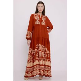 Bedrucktes V-Ausschnitt Maxikleid