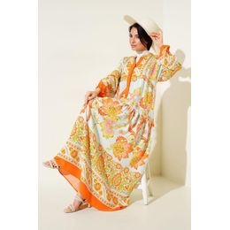 Bedrucktes V-Ausschnitt-Maxikleid