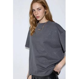 Pailletten Rundhalsausschnitt Kurzarm T-Shirt