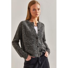 Strukturierter Strick-Cardigan mit Knopfverschluss