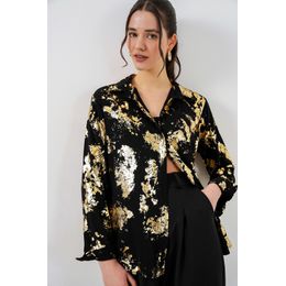 &Uuml;bergro&szlig;es gestreiftes Button-Up Hemd