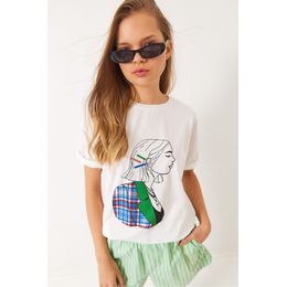 Lockere Passform Bedrucktes Rundhals-T-Shirt