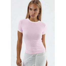 Rippstrick Rundhals Kurzarm T-Shirt