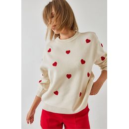 Bestickter Rundhals-Relaxed-Fit-Pullover
