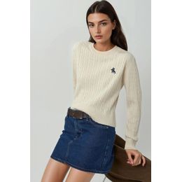 Bestickter Pullover mit Haargflecht-Muster