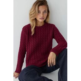 Dicker Haarzopf-Strickpullover mit Rundhals