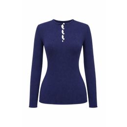 Knopf Detail Rundhals Pullover