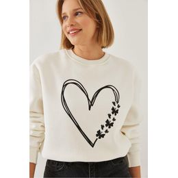 Bedruckter Rundhalsausschnitt Relaxed Fit Sweatshirt