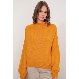 L&auml;ssiger Schnitt Rundhals Dickstrickpullover