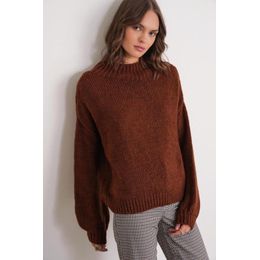 L&auml;ssiger Schnitt Rundhals Dickstrickpullover