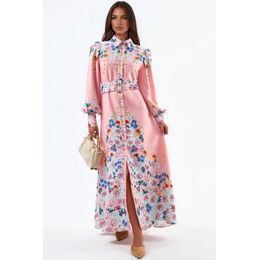 Blumen-Maxi-Kleid mit Knopfverschluss