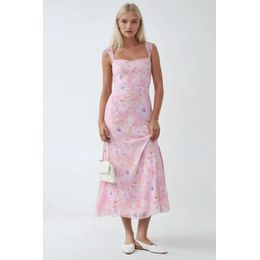 Blumen-Maxi-Kleid mit Herzkragen