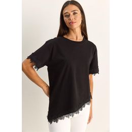 &Uuml;bergro&szlig;es Rundhals-Cotton-T-Shirt