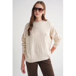 Ribbed Knitwear Pullover mit Haargflechtmuster