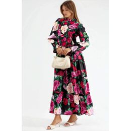 Blumenkleid mit Rundhalsausschnitt Maxi