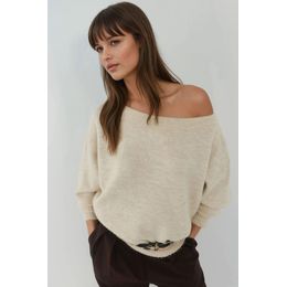 Weicher strukturierten Off-Shoulder Strickpullover
