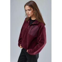 Rei&szlig;verschluss-Kragen Pl&uuml;schstrick-Sweatshirt mit Tasche