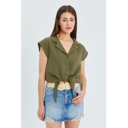 Crop-Shirt mit Schleifen-Detail