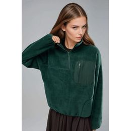 Rei&szlig;verschluss-Kragen Pl&uuml;sch-Strickpullover mit Tasche