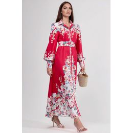 Floral Maxikleid mit Knopfverschluss
