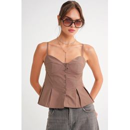 Herzchenhals Knopf-Front Peplum Cami Top
