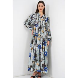 Gemustertes V-Ausschnitt Maxikleid
