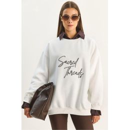 Bestickter Rundhalsausschnitt Sweatshirt