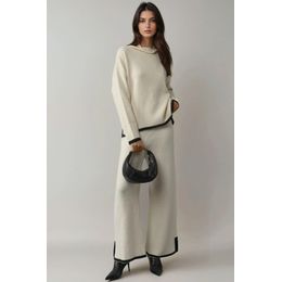 Weiches strukturiertes Oversized-Pullover- und Hosen-Strick-Set