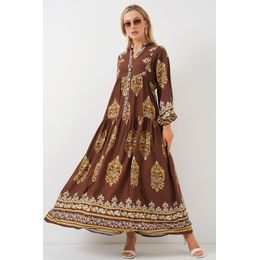 Gemustertes V-Ausschnitt Maxikleid