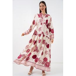 Gemustertes V-Ausschnitt Maxikleid
