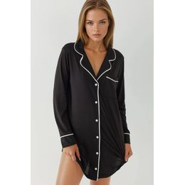 Extraweiches Touch Entspanntes Mini-Lounge-Kleid mit Hemdkragen