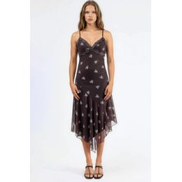 V-Ausschnitt Bedrucktes Bodycon Maxikleid mit Spitze
