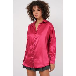 &Uuml;bergr&ouml;&szlig;en Satin Hemd mit Knopfleiste