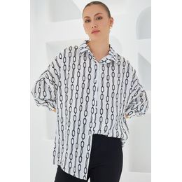 &Uuml;bergr&ouml;&szlig;iges Satin-Knopf-Front-Shirt