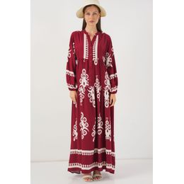 Gemustertes V-Ausschnitt Maxikleid
